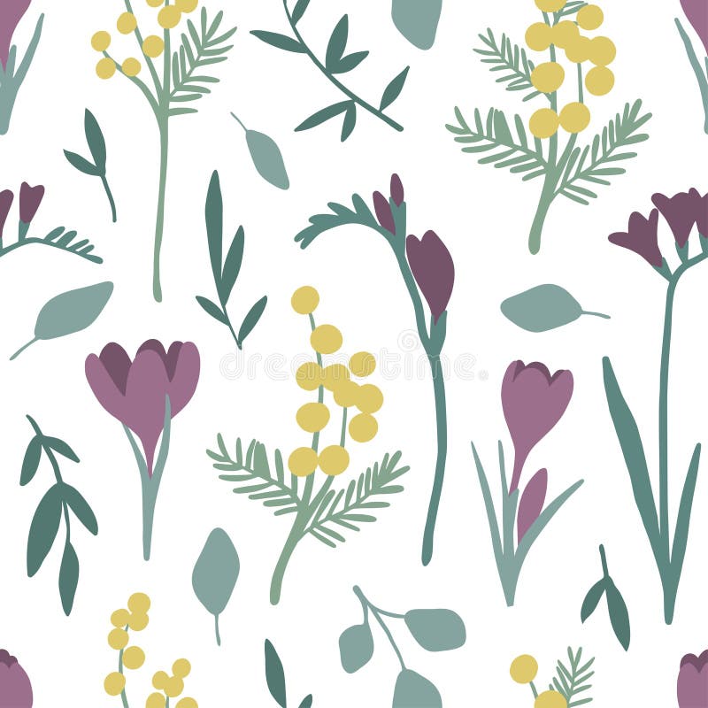 Simple Floral Seamless Pattern Stock Vector - Illustration of doodle ...