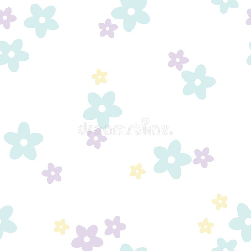 Simple Floral Vector Pattern, Pastel Flower Background Stock Vector ...