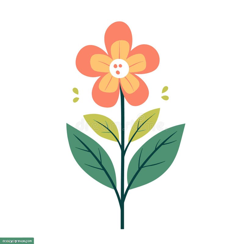 Simple Flower Blooming in a Garden Flar Vector Stock Illustration ...