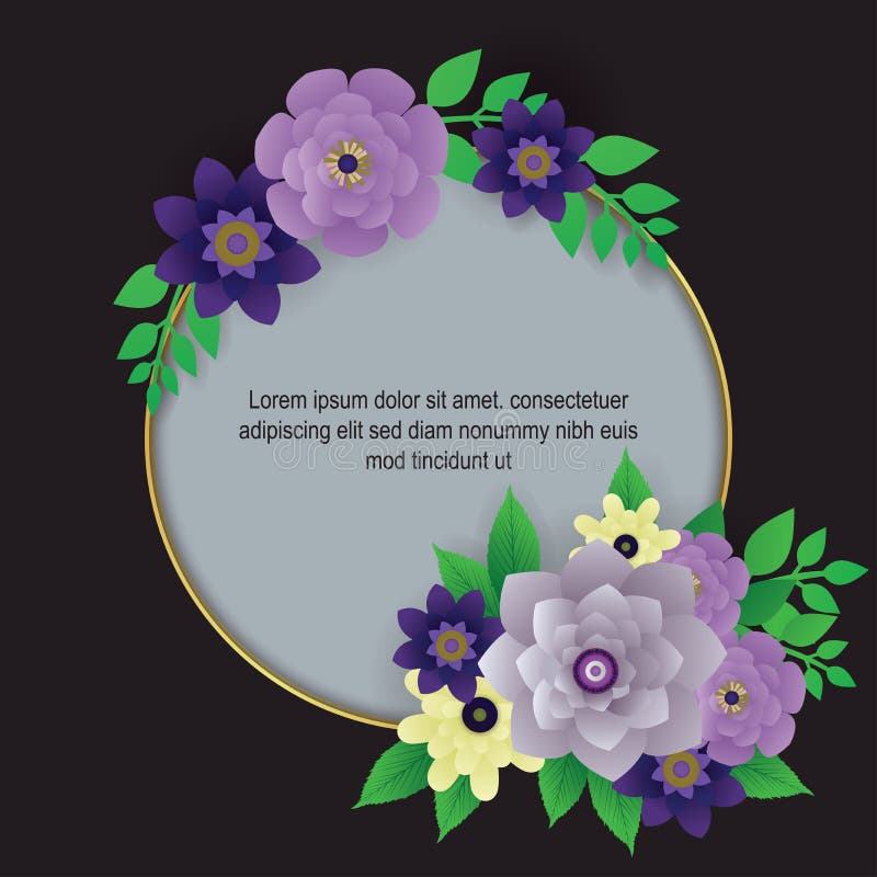 Simple Flower and Circle Border on Black Background Vector Stock Vector ...