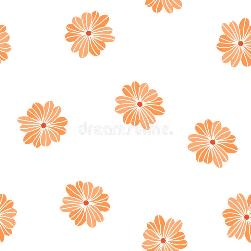 Simple Flower Doodle Repeat Pattern Design Stock Vector - Illustration ...