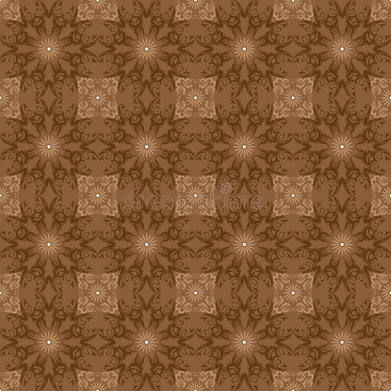 Simple Flower Motifs on Java Batik with Smooth Brown Color Design Stock ...