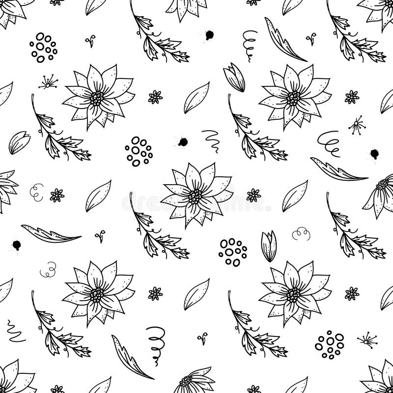 Simple Flower Pattern Black And White