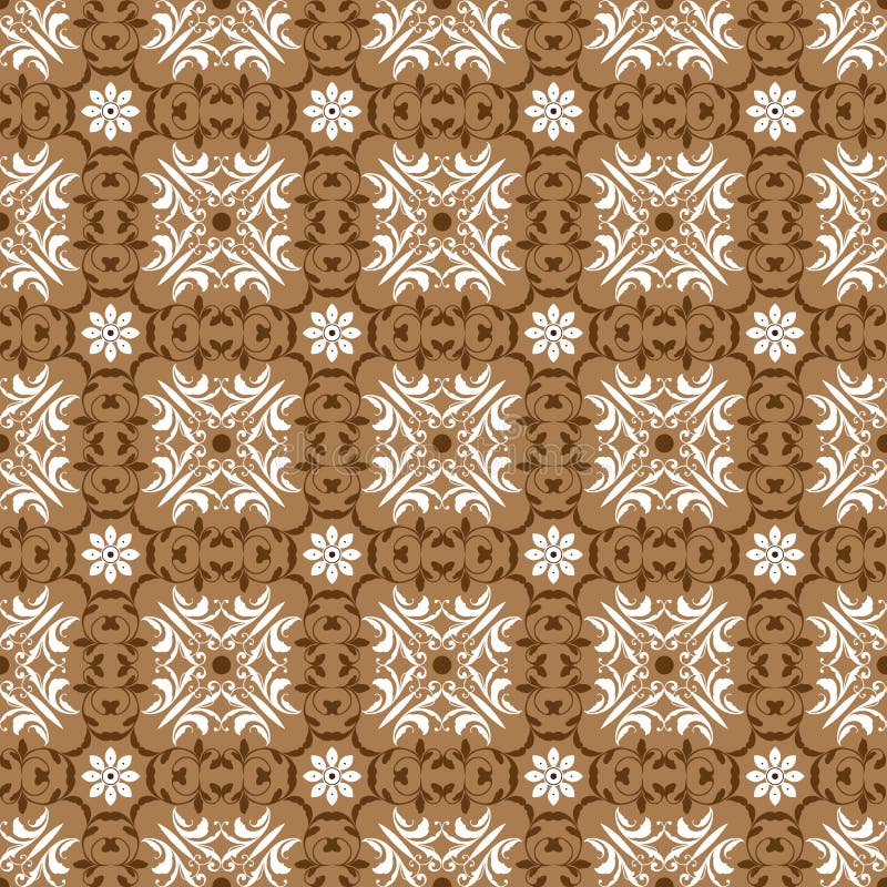 The Simple Flower Pattern On Indonesian Batik With Seamless Mocca Color ...