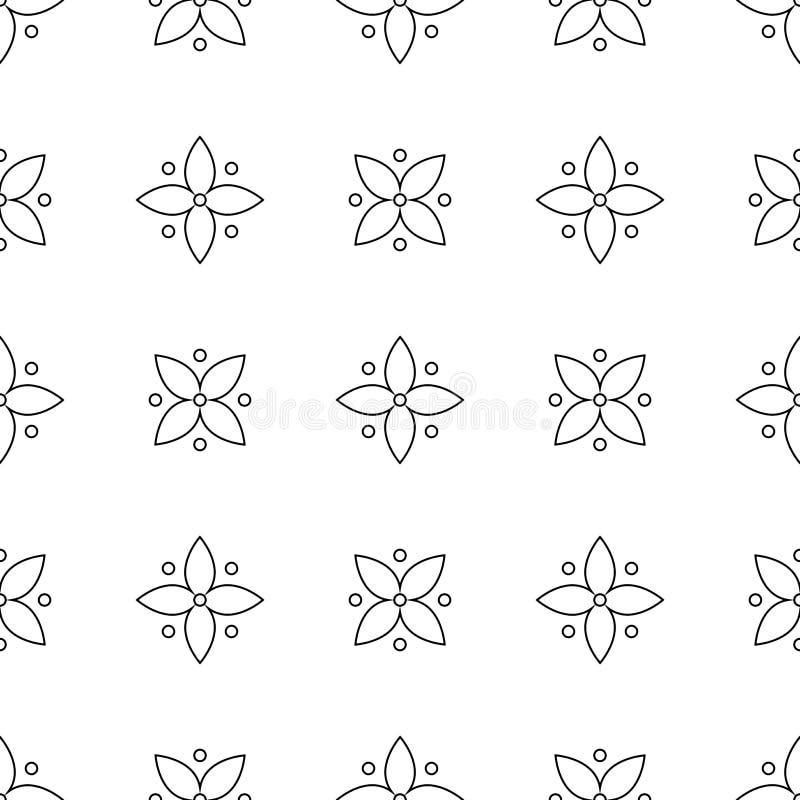 Simple Flower Seamless Pattern - Line Stock Vector - Illustration of ...