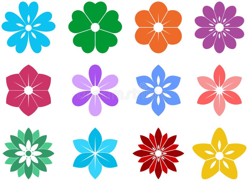 Simple Flower Vector Set on White Isolated Background. Stock Vector ...