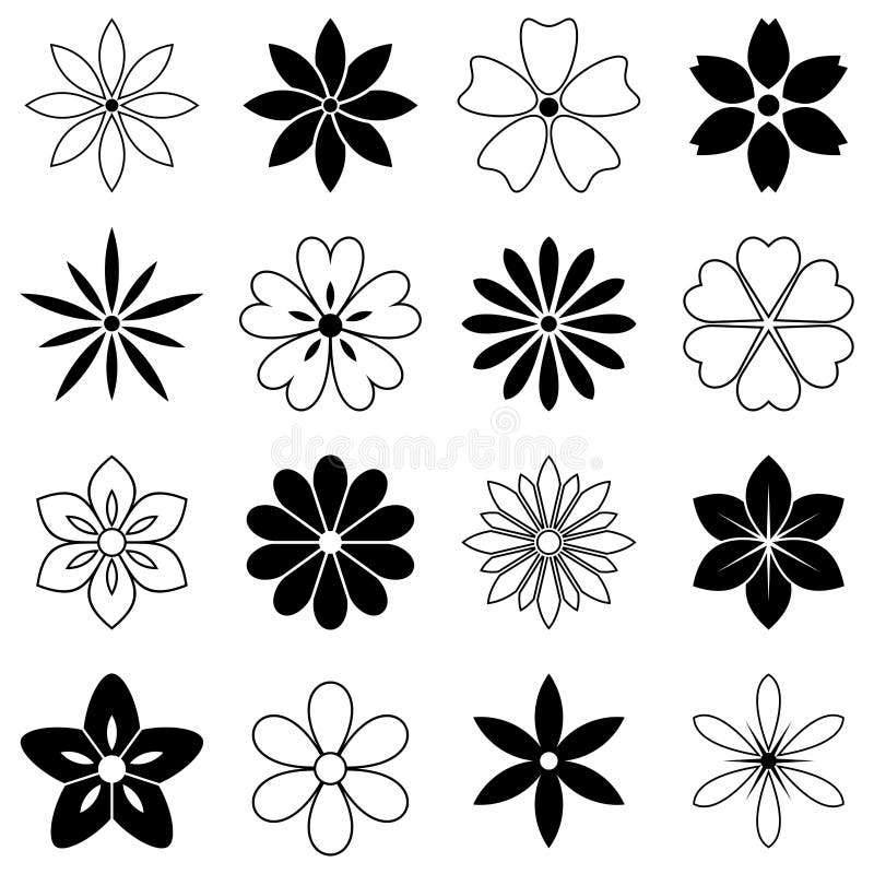 Simple Flower Vector Set on White Isolated Background. Stock Vector ...