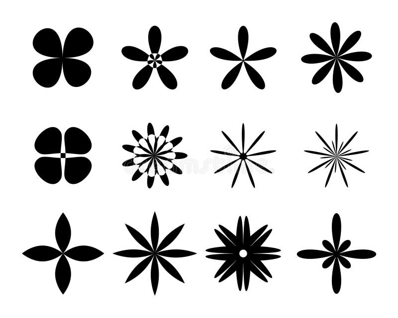 Simple Flowers Black and White - Eps Stock Vector - Illustration of ...