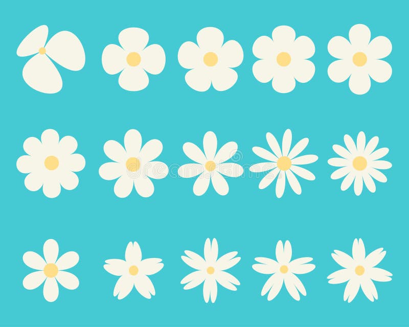 Simple Flowers Set. Vector Flat Illustration Stock Illustration ...