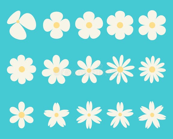 Simple Flowers Set. Vector Flat Illustration Stock Illustration ...