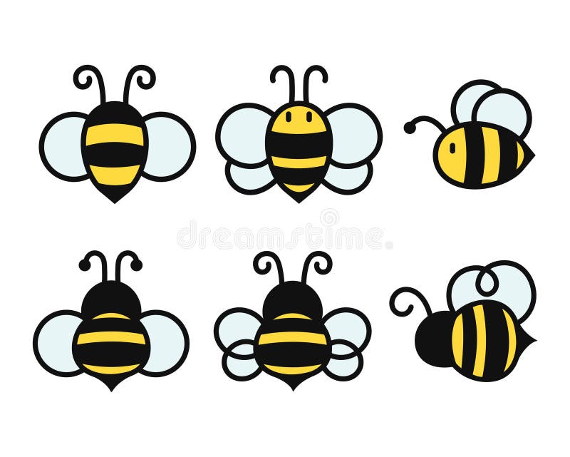Simple Flying Bee Design Vector. Cartoon Bee Isolated on White ...