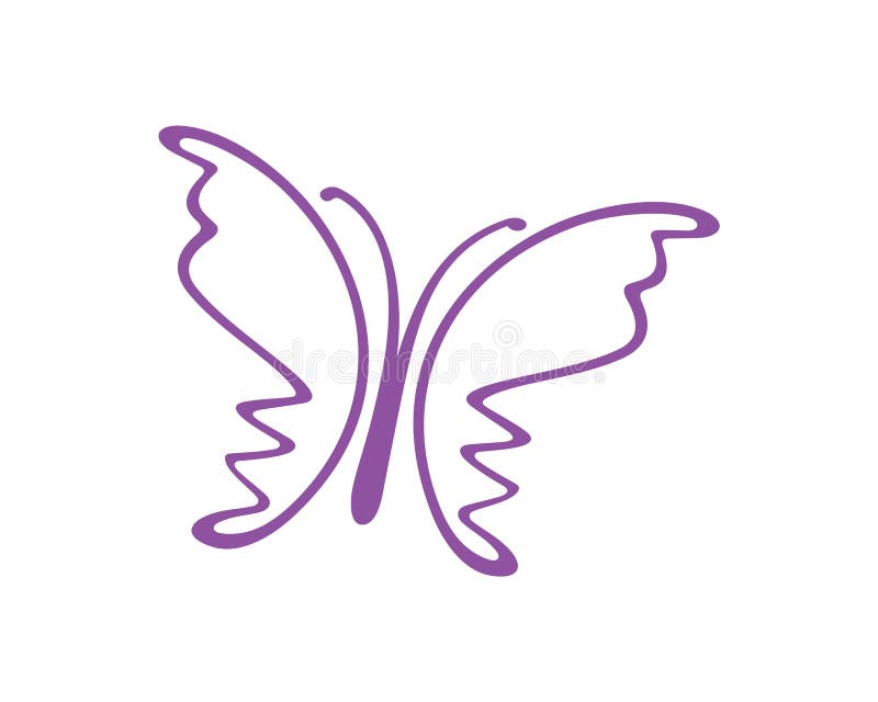 Simple Flying Butterfly Simple Illustration with Purple Color Stock ...