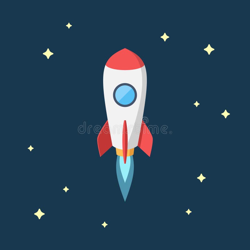 Simple Flying Rocket, Spaceship Stock Vector - Illustration of ship ...