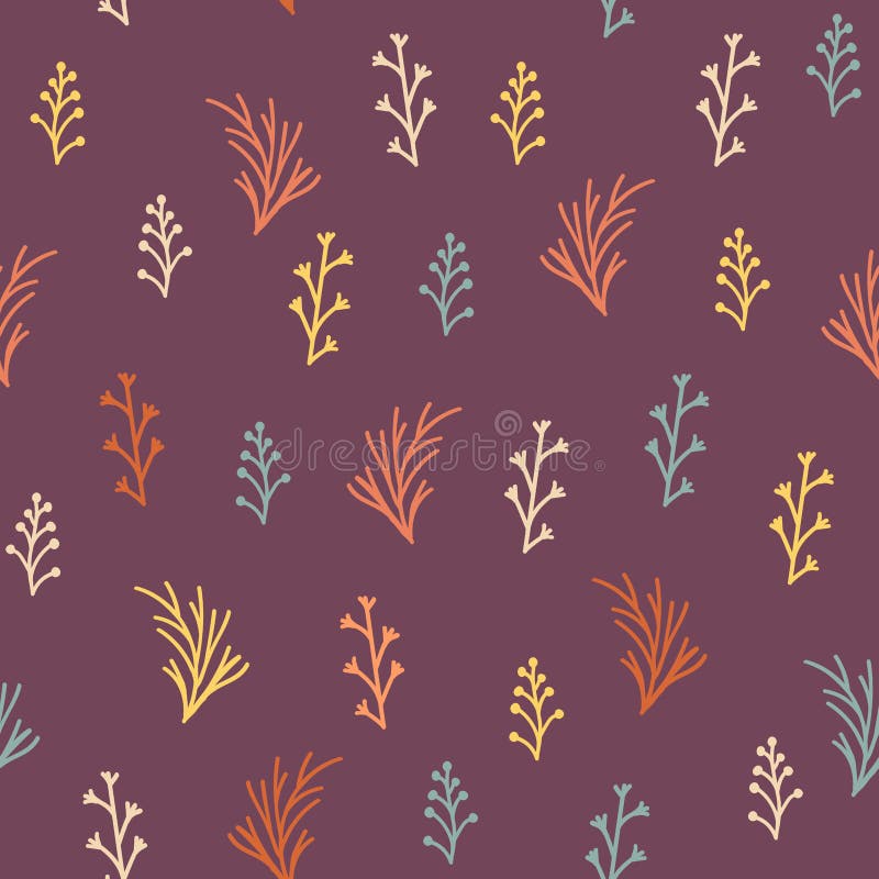 Simple Foliage Doodle Repeat Pattern Design Stock Vector - Illustration ...
