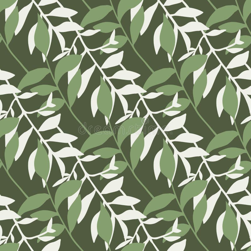 Simple Foliage Elements Seamless Hand Drawn Pattern Stock Illustration ...