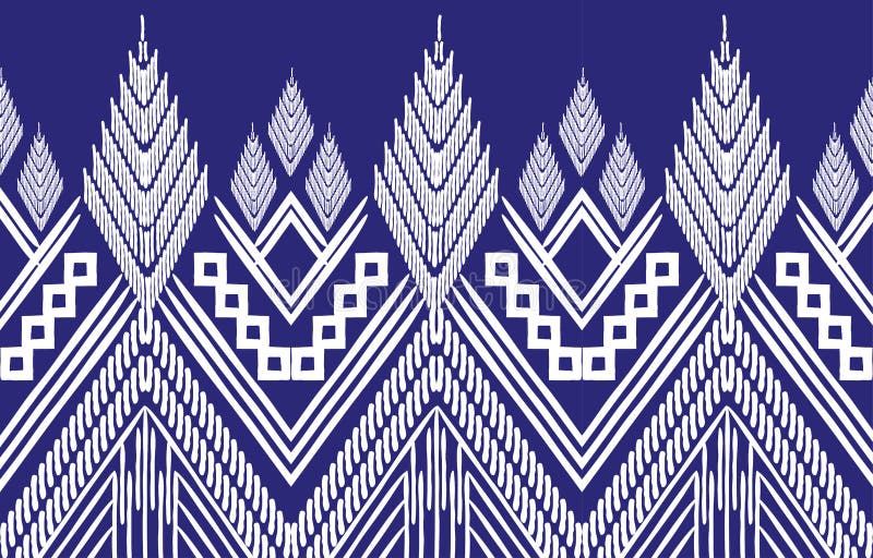 Simple Folk Hand Draw White and Blue Ethnic Pattern Stock Vector ...
