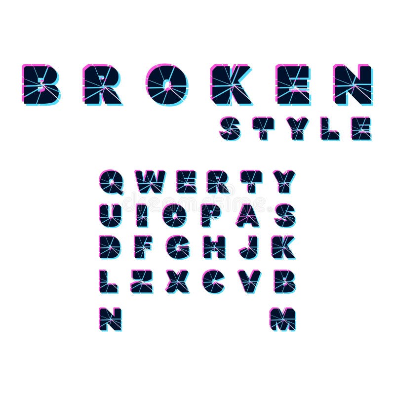 Broken style modern font stock vector. Illustration of alphabetic ...