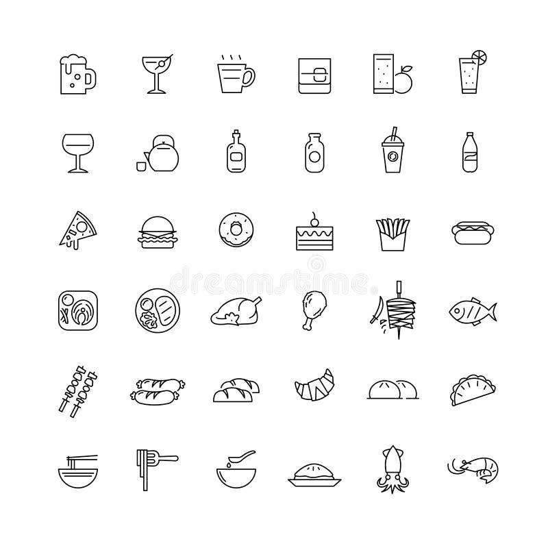 Simple food icons stock vector. Illustration of line - 50125317