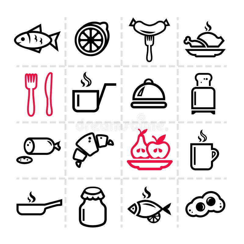 Simple food icons stock vector. Illustration of line - 50125317