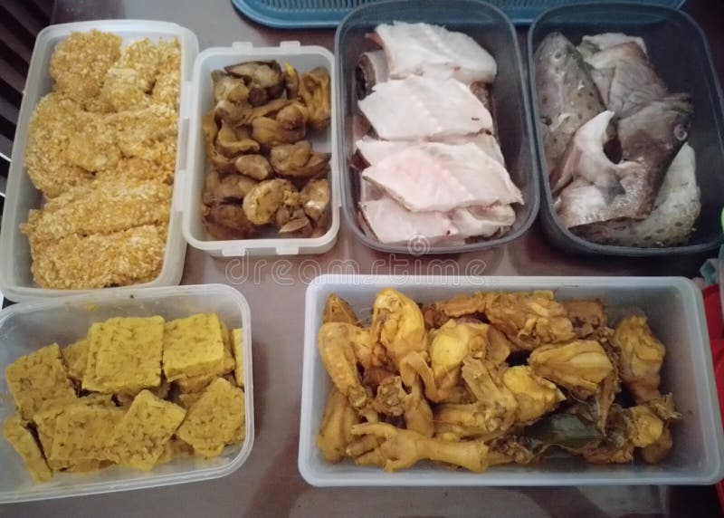 Simple Food for the Next 3 Days, Chicken, Fish Stock Photo - Image of ...