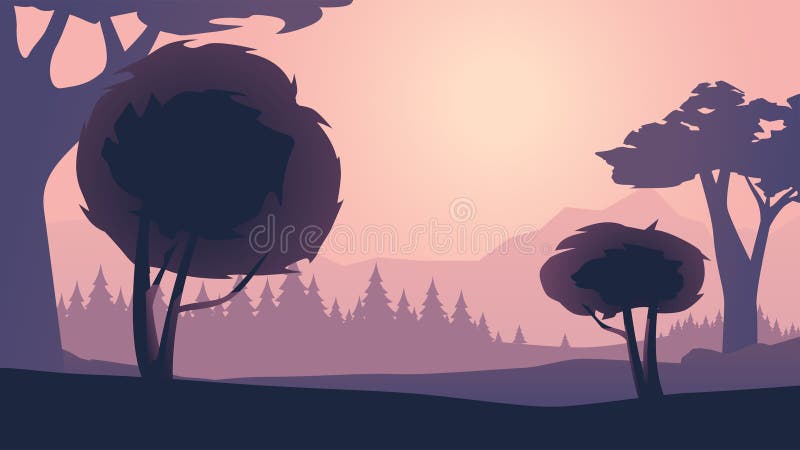 A Simple Forest at Sunset Parallax Ready Stock Vector - Illustration of ...