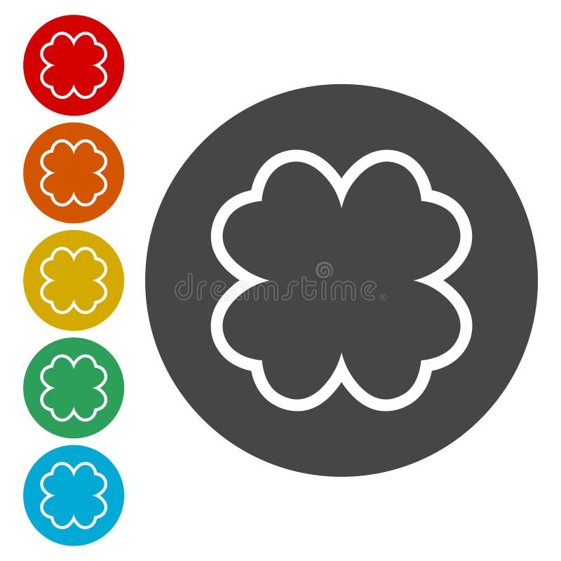 Simple Four Leaf Clover Icons Set Stock Vector - Illustration of clover ...