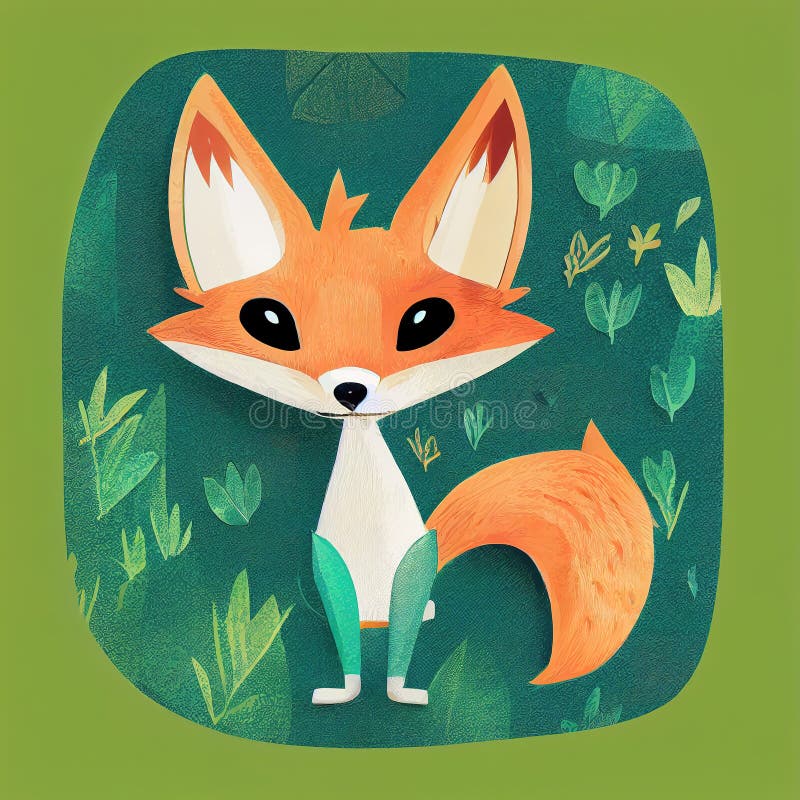 Simple Fox Drawing for a Cartoon, Ai Generated Image Stock Illustration ...