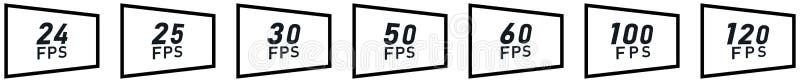 Simple FPS - Frames Per Second Icon Set. Black Numeric Value in Screen ...