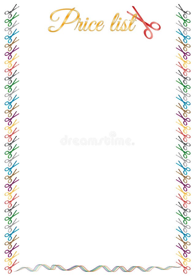 The Simple Frame (price List) with Barber Scissors Stock Vector ...
