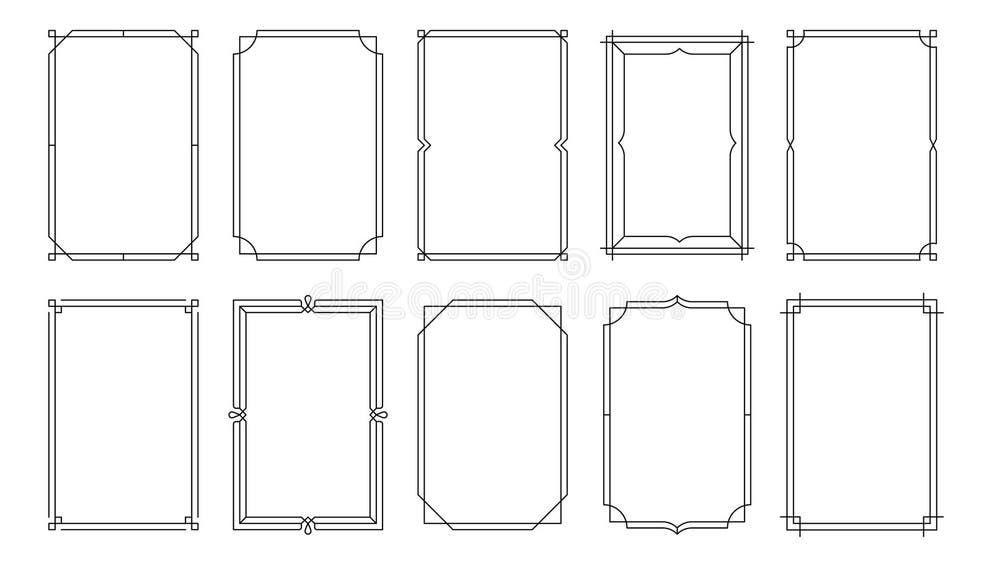Simple Frames. Minimalistic Geometric Frame Borders, Elegant Art Deco ...