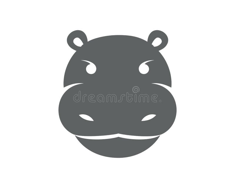 Simple Front View of Hippopotamus Head Illustration Stock Vector ...