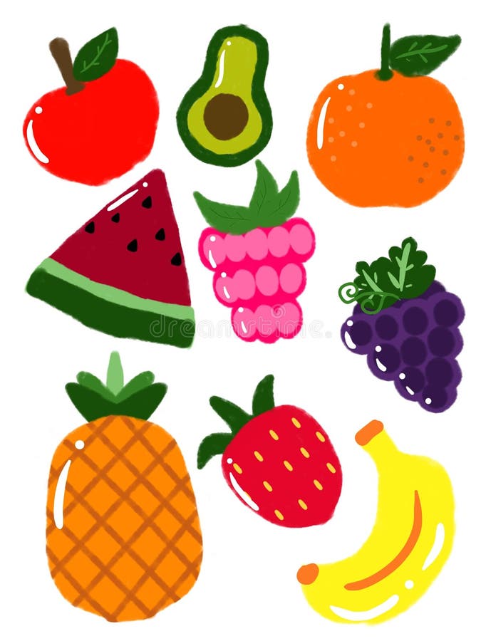 Simple Fruit Cartoon Image for Kids Stock Illustration - Illustration ...