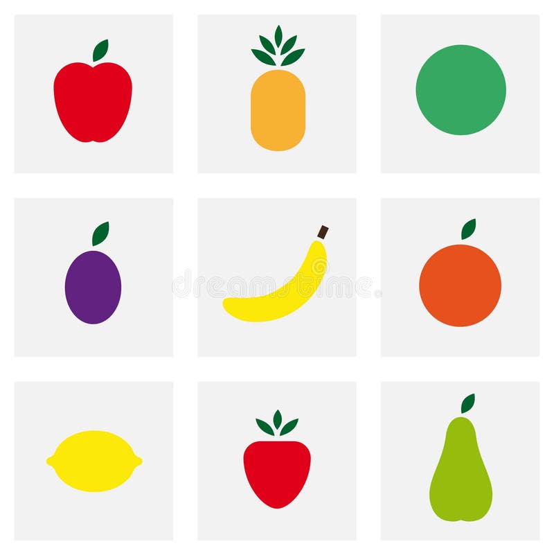 Simple fruit icons stock vector. Illustration of strawberry - 200155232