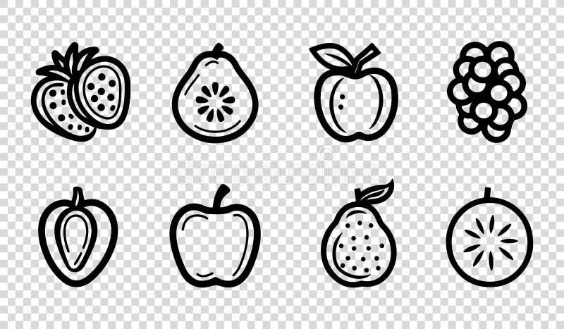 Simple Fruit Icons - Different Vector Illustrations Isolated on ...