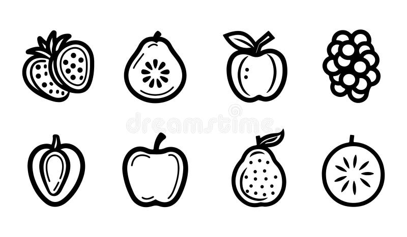 Simple Fruit Icons - Different Vector Illustrations Isolated on White ...
