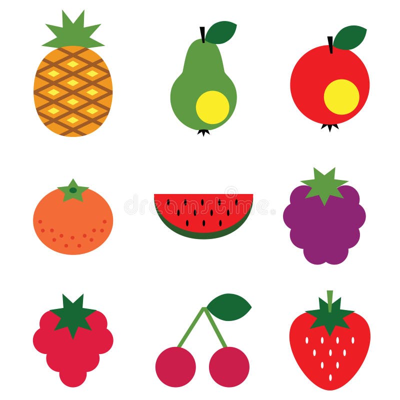 Simple fruits set stock vector. Illustration of strawberry - 27610398