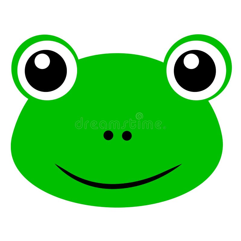 Simple Funny Frog Face, Isolated on White Stock Vector - Illustration ...