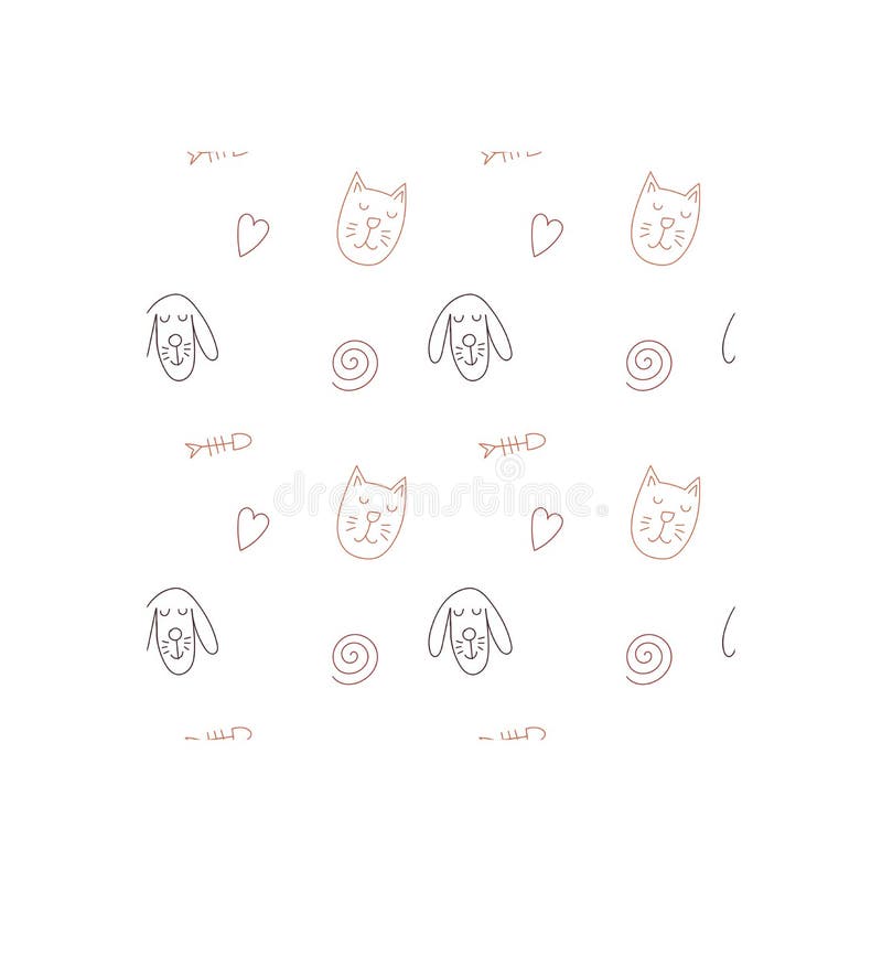 Simple Funny Pattern with Cats and Dogs Stock Vector - Illustration of ...
