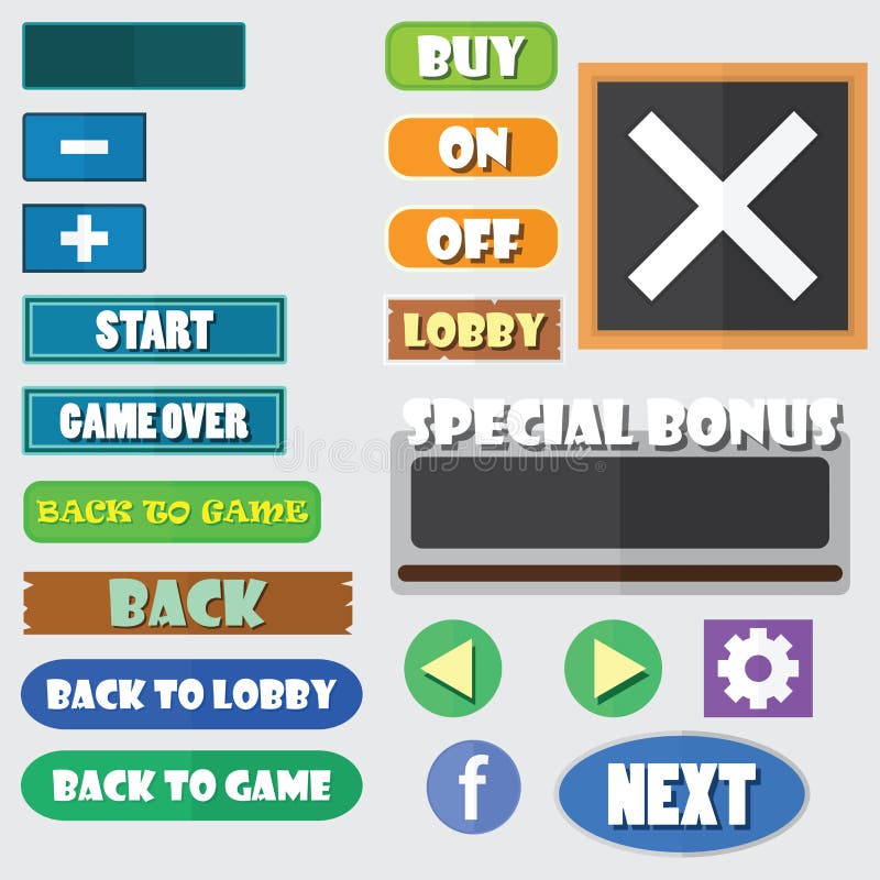 Simple game buttons stock vector. Illustration of concept - 48368152