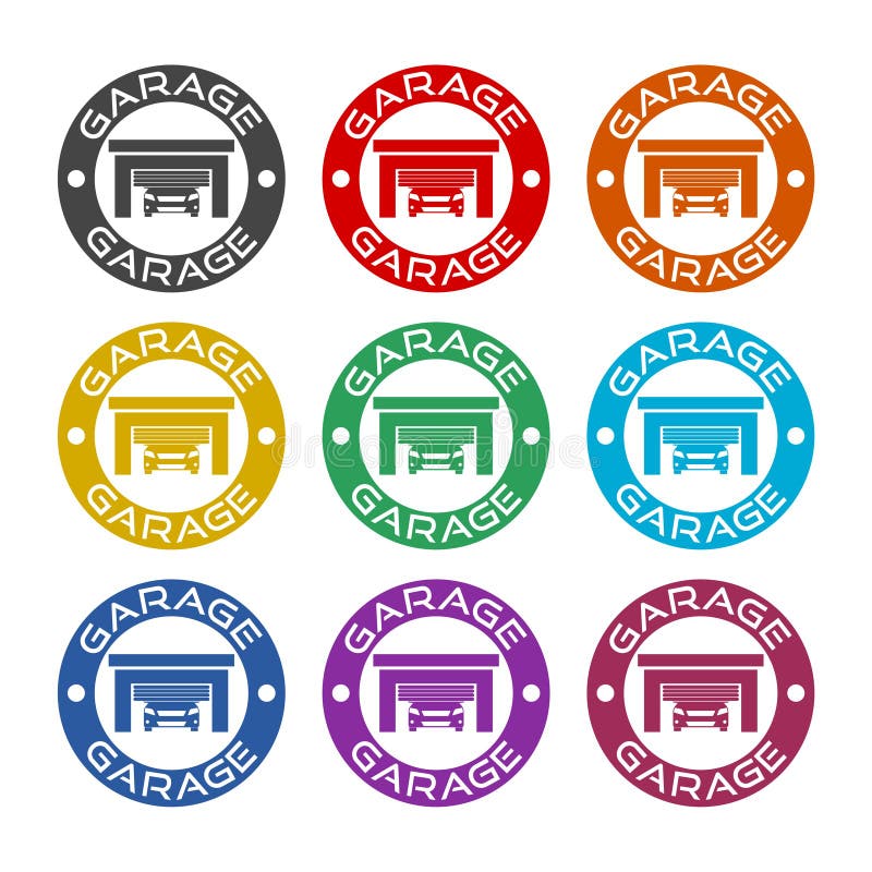 Simple Garage Icon Color Set Stock Vector - Illustration of logotype ...