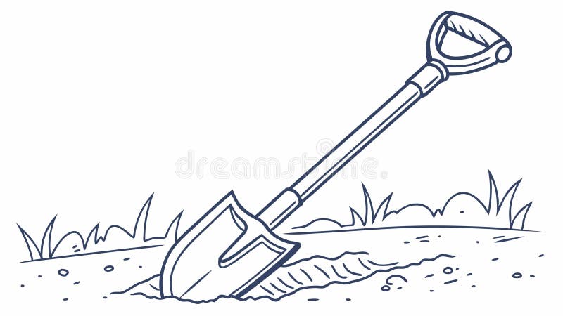 Simple Garden Shovel Digging Tool for Soil Earthwork Sketch, Vector ...