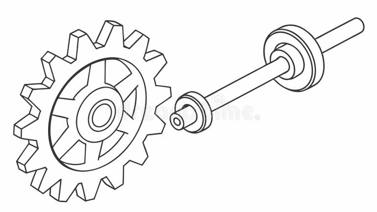 A Simple Gear and Axle Assembly. a Basic Mechanical Component. Vector ...