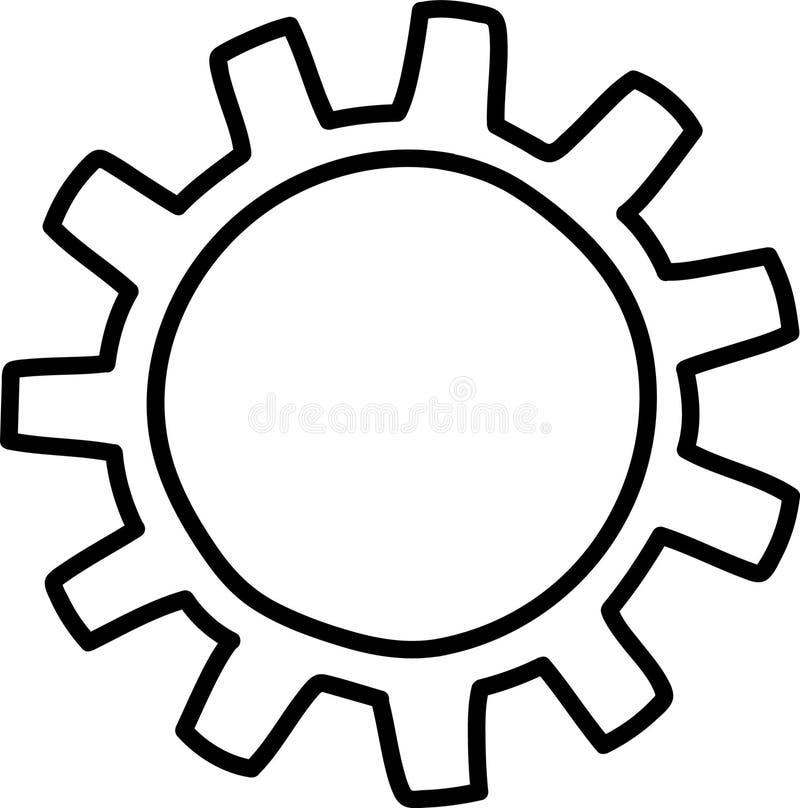Simple Gear Outline Drawing Stock Illustration - Illustration of ...