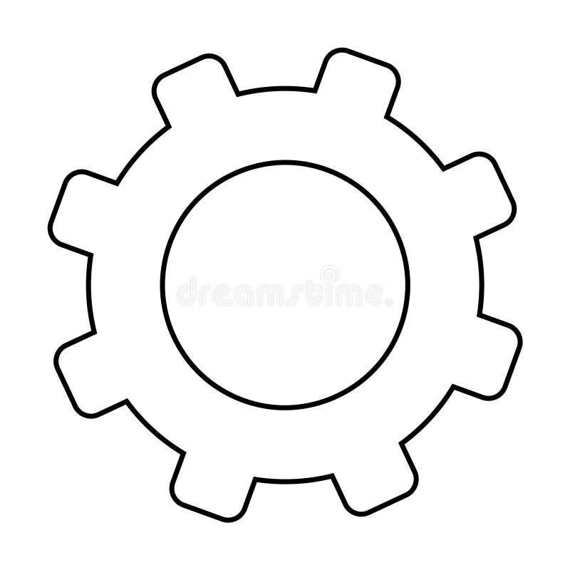 Simple Gear Outline with Eight Teeth in Black on White Background Stock ...