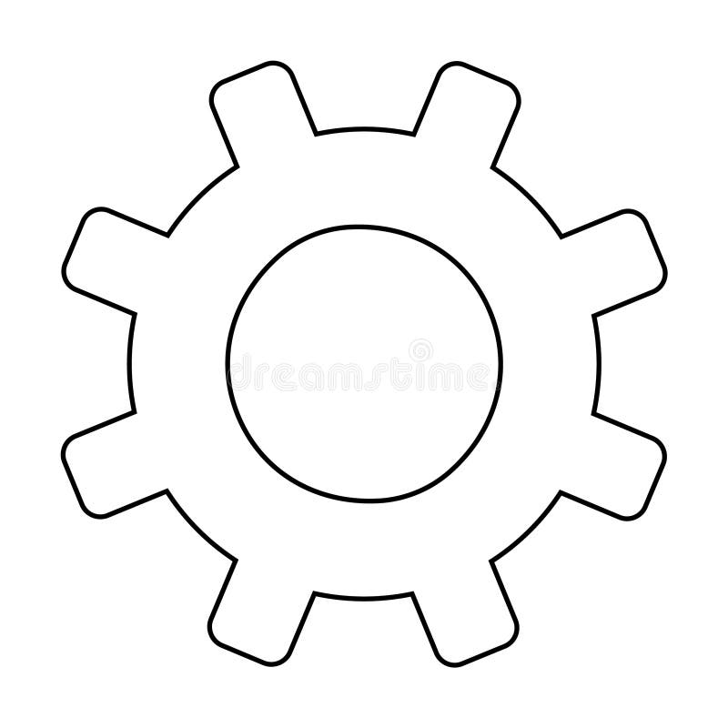 Simple Gear Shape in Black and White Line Art for Mechanical and ...