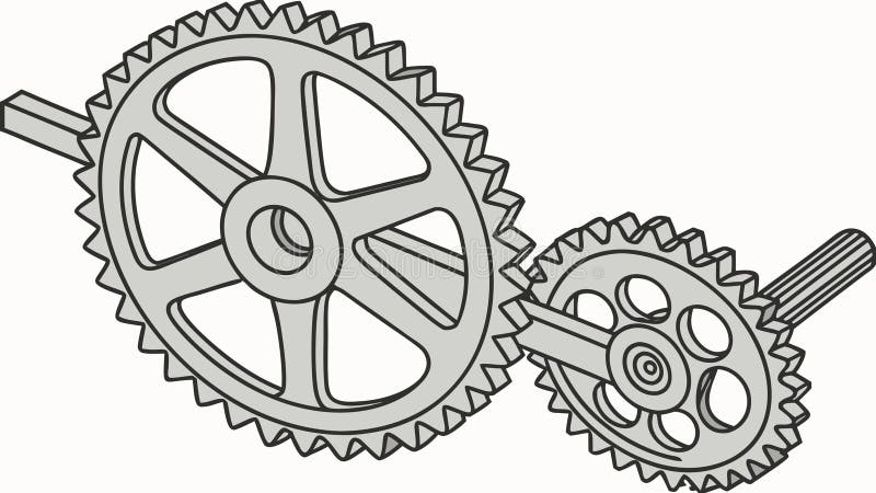 Simple Gear System on an Axle Line Art, Vector Design Generative AI ...