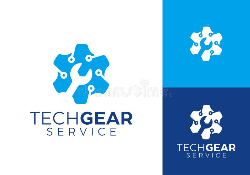 Simple Gear Wrench Technology Logo Design Stock Vector - Illustration ...