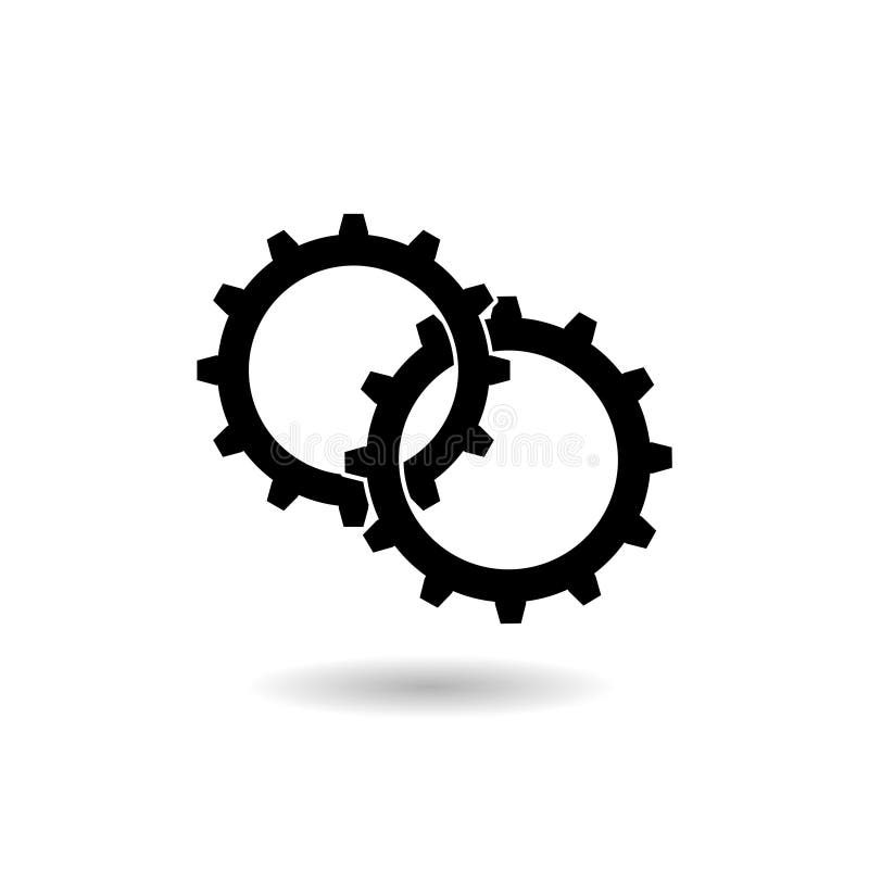 Simple Gears Icon with Shadow Stock Vector - Illustration of factory ...