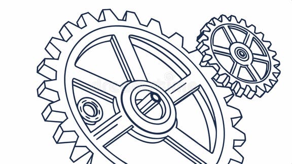 Simple Gears Outline, Mechanical Parts Vector, Engineering Design ...