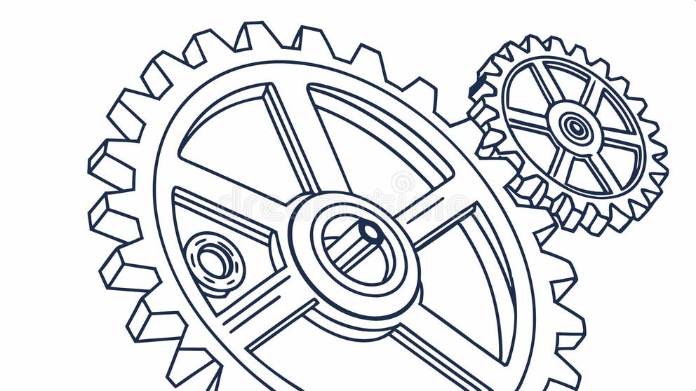 Simple Gears Outline, Mechanical Parts Vector, Engineering Design ...